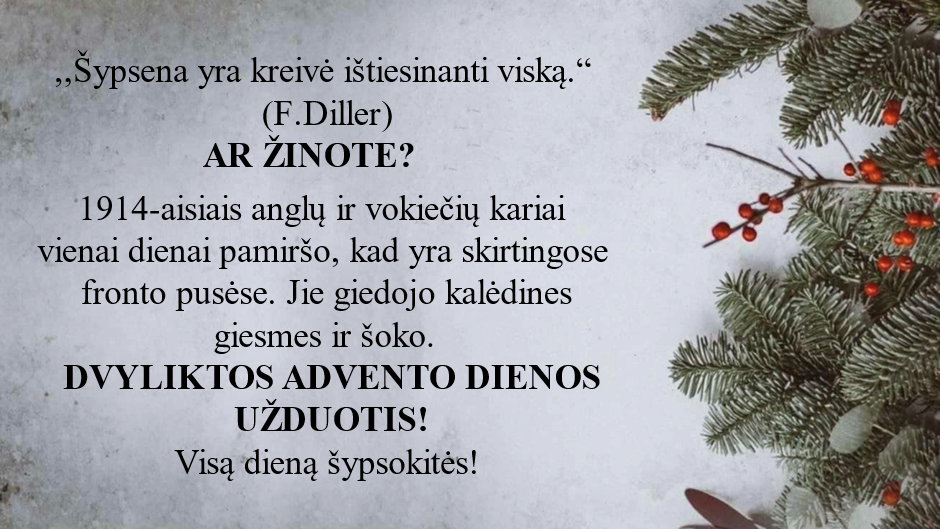 Advento kalendorius – Gruzdžių vaikų socializacijos centras